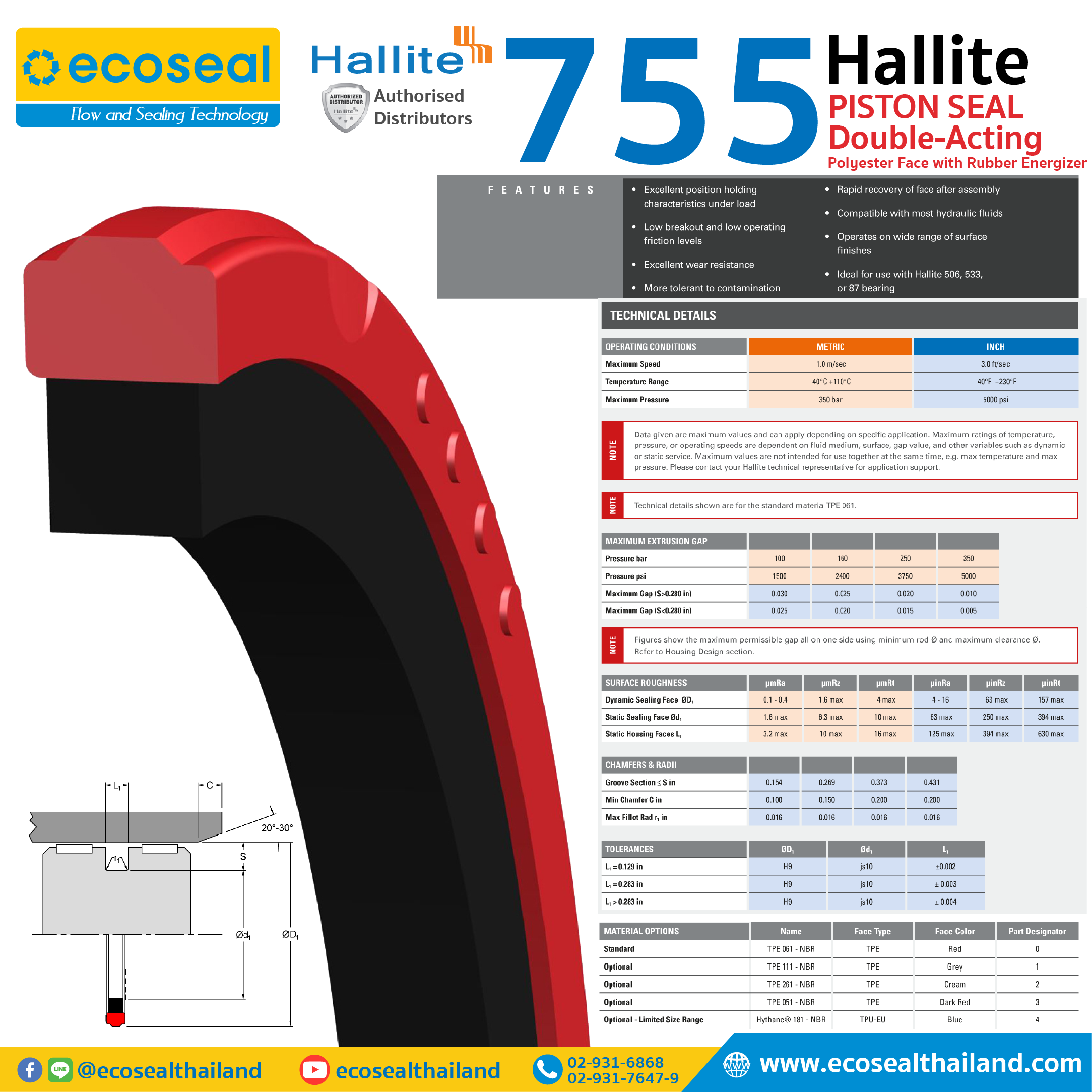 Hallite 755 Double-Acting Piston Seal